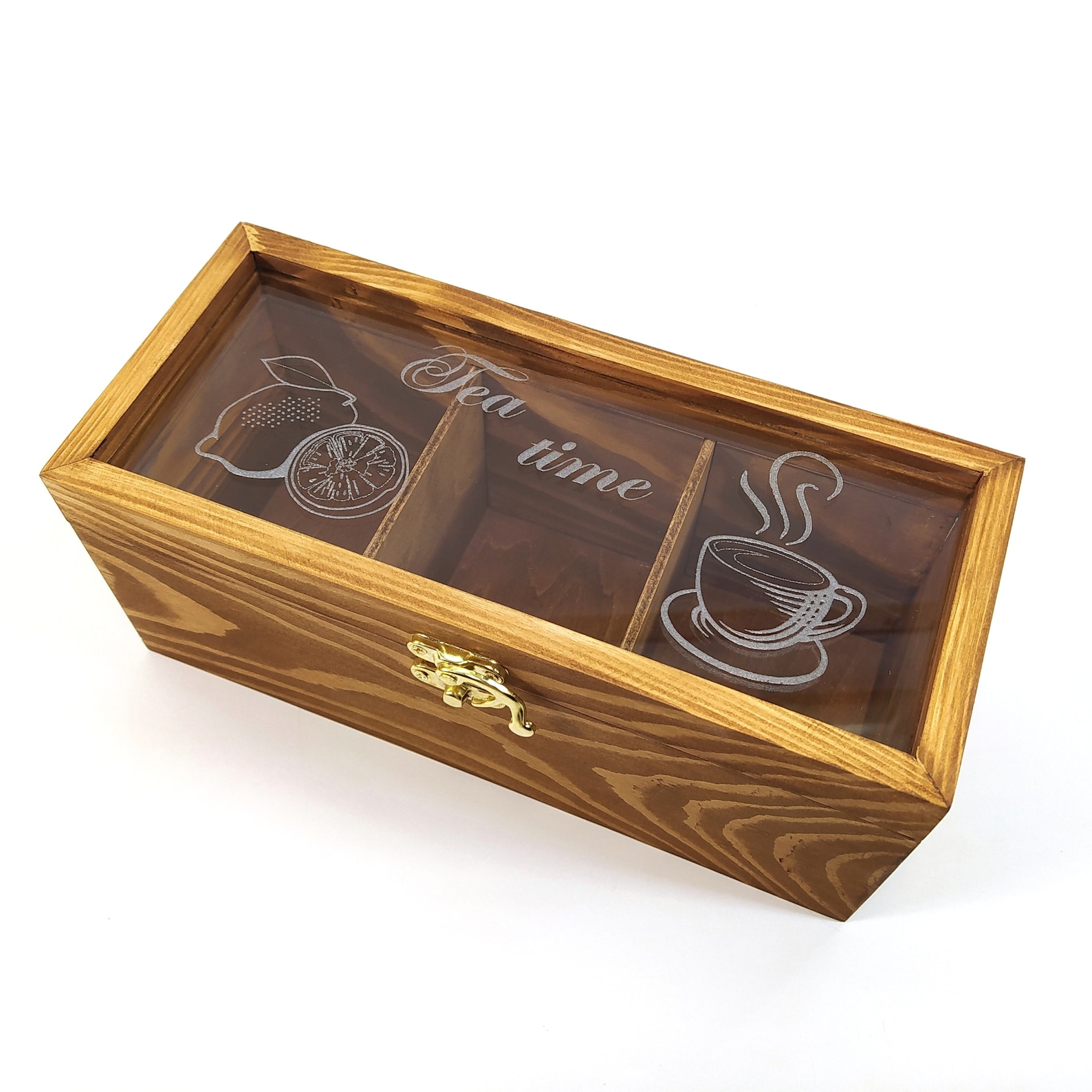 Wooden, Engraved Tea Box With Glass Can Be a Nice Gift. Tea Storage Box ...