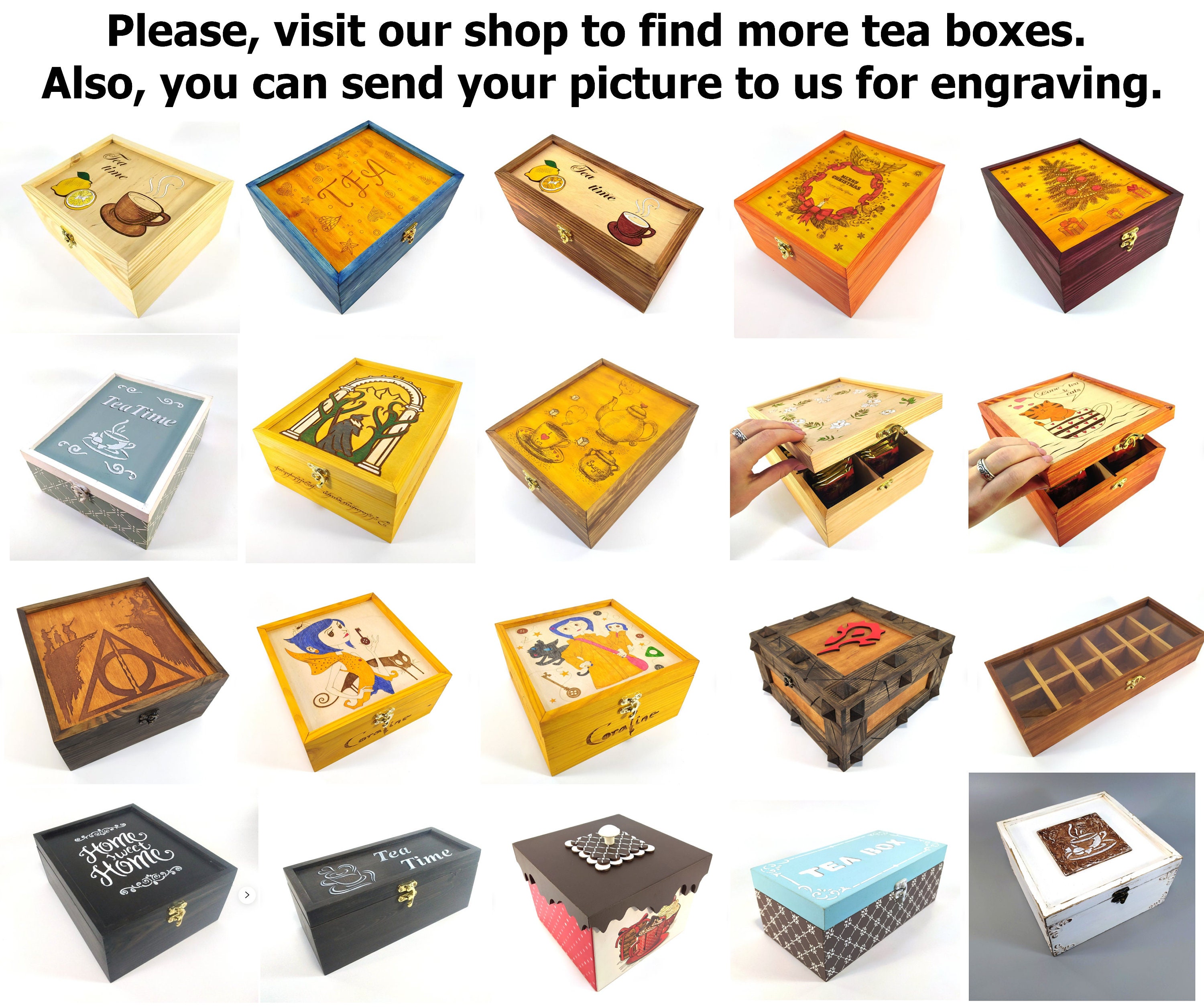 Wooden Engraved Tea Box With Glass Can Be a Nice Gift. Tea | Etsy