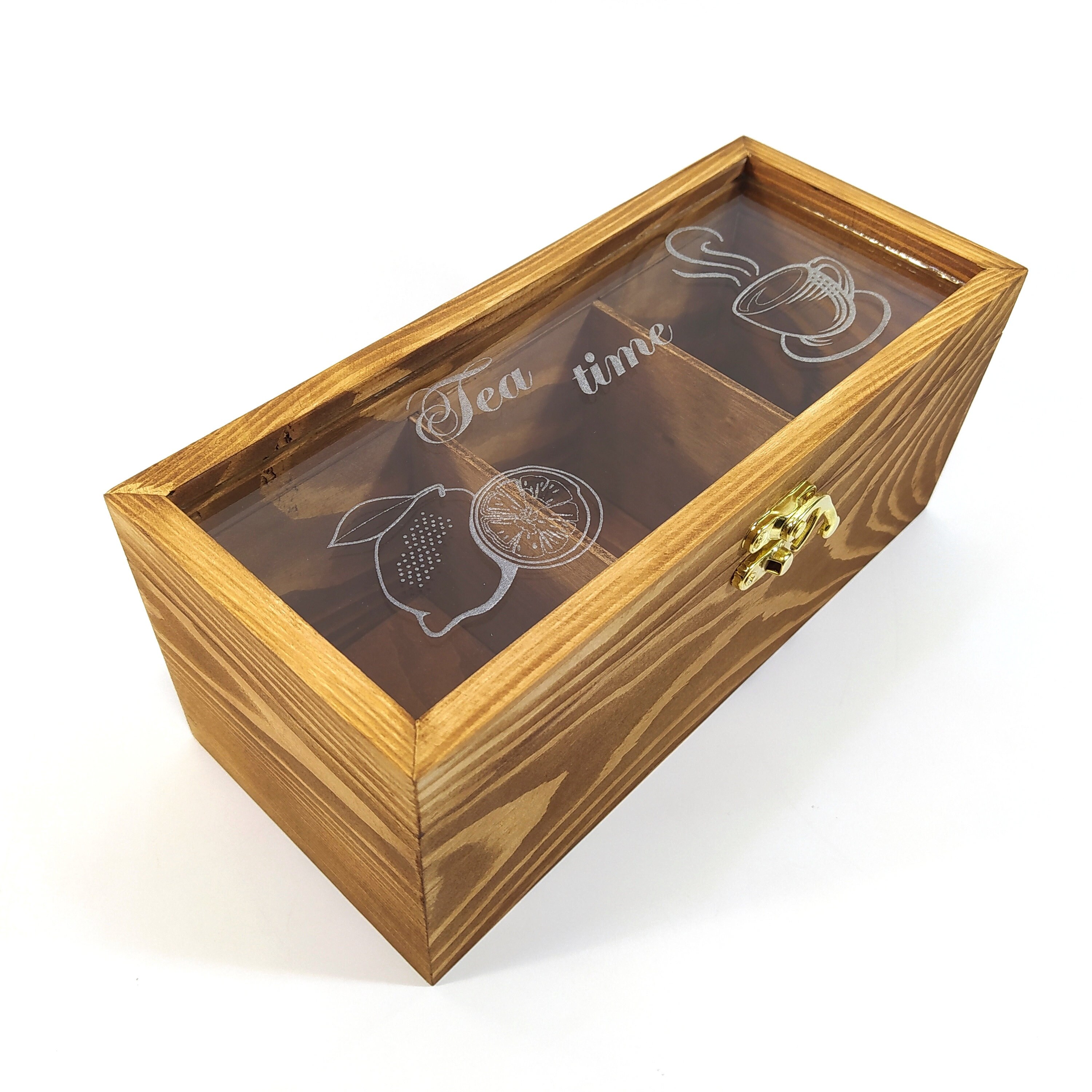 Wooden, Engraved Tea Box With Glass Can Be a Nice Gift. Tea Storage Box ...