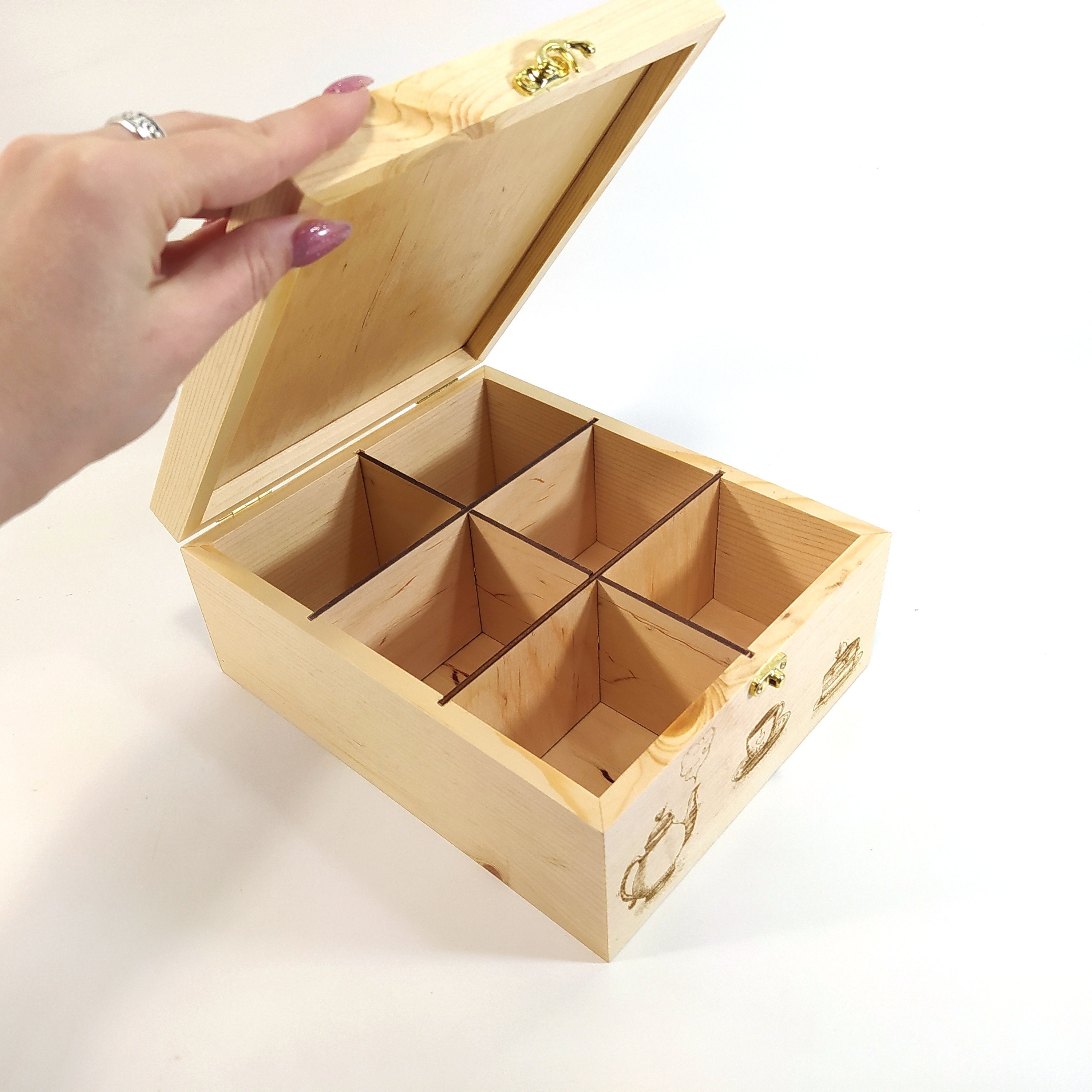 Alice handmade Wooden tea box. Engraved tea chest can be a | Etsy