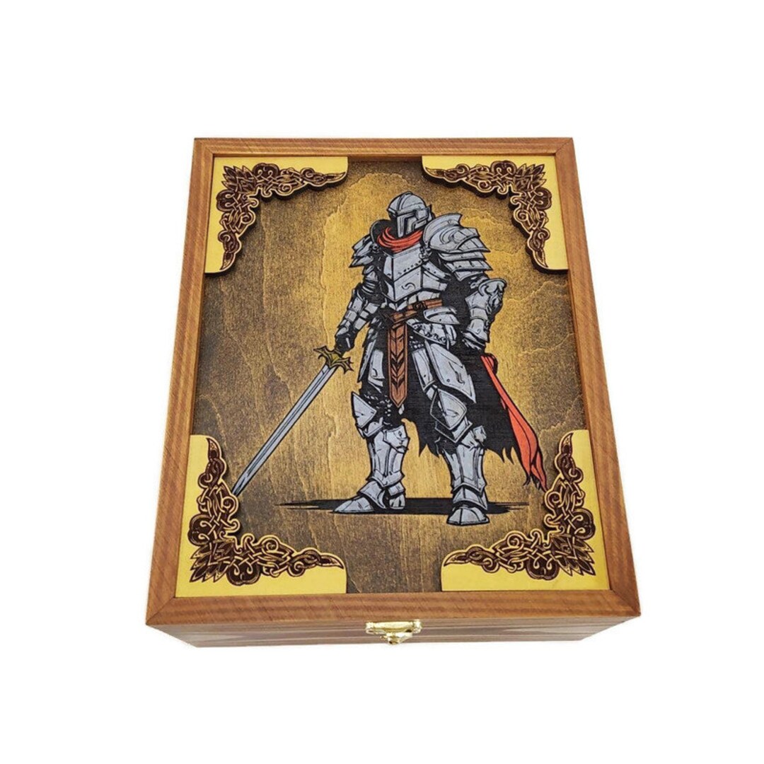 Box for Dnd Game Valuables, Image of a Knight, Paladin. Game Card Box ...