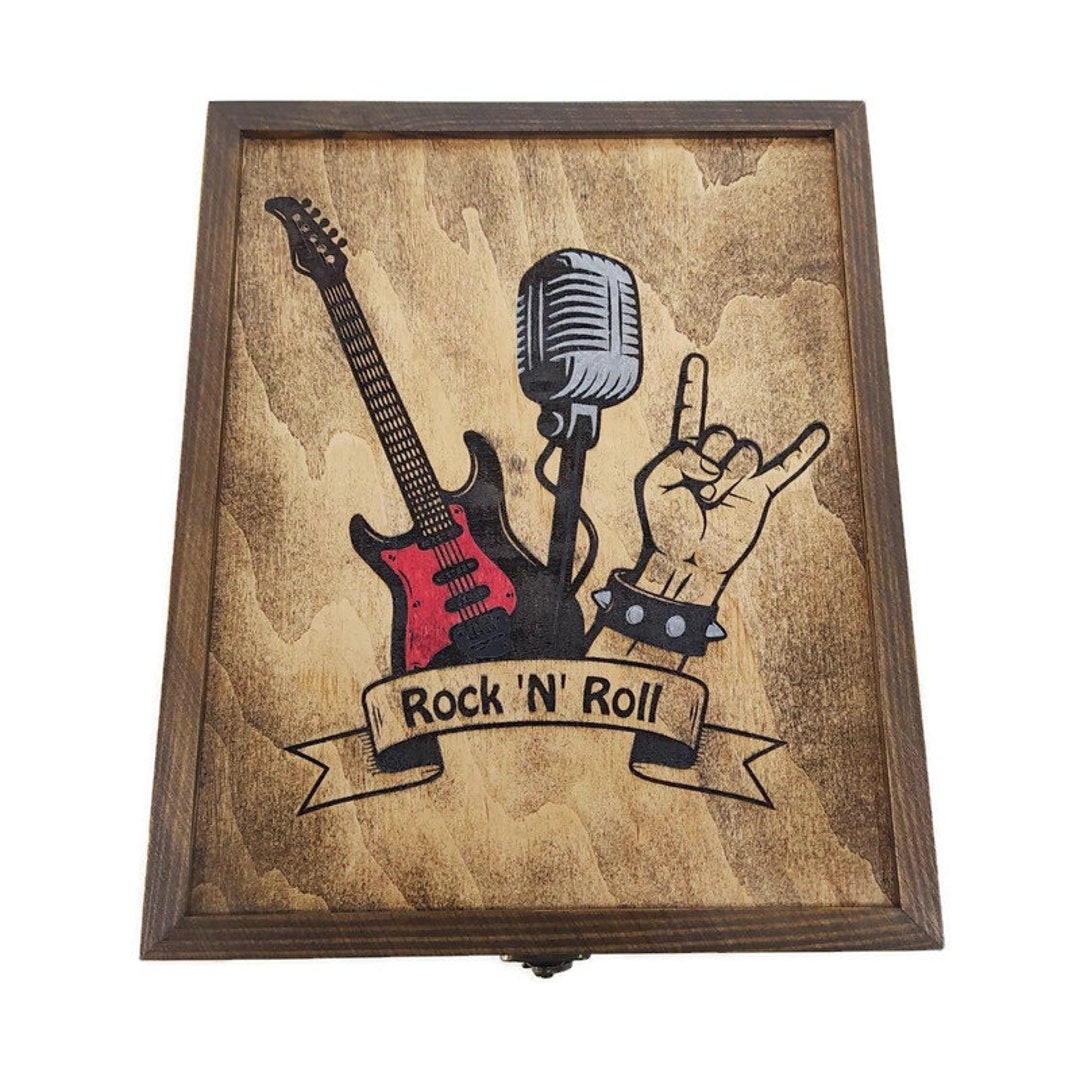 Personalized Rock and Roll Box, Music Fan Box, Engraved Guitar and ...