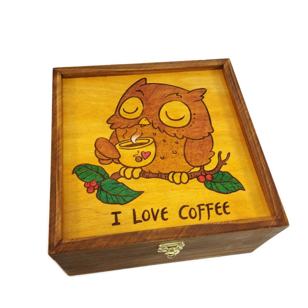 I Love Coffee. Wooden Box for Fans Coffee. Gifts for Birthday. Coffee ...