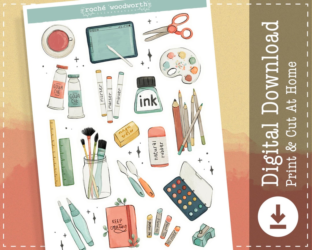 Artist Sticker | Art Supplies Digital Stickers | Goodnotes Sticker ...