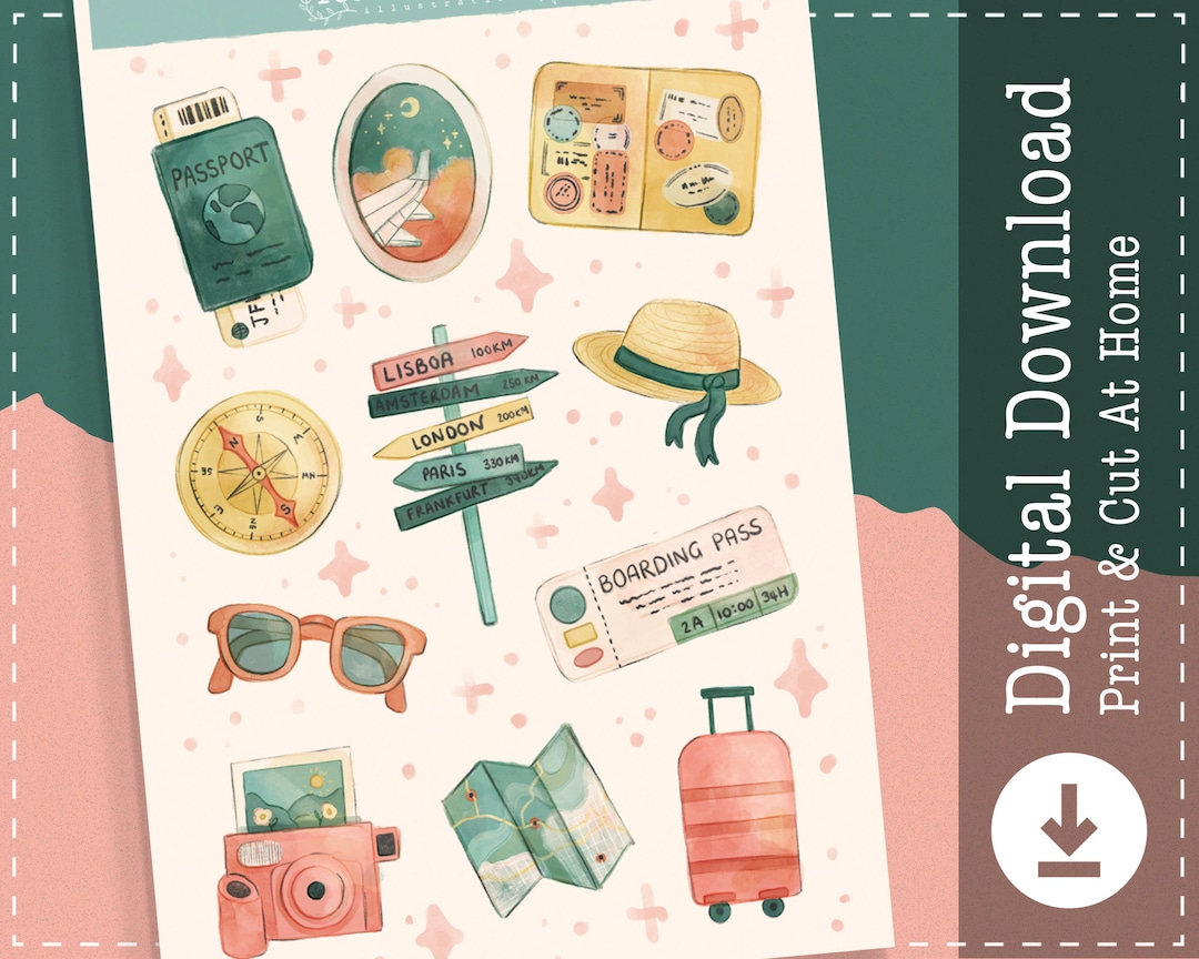 Travel Goodnotes Stickers | Wanderlust | Aesthetic Digital Stickers ...