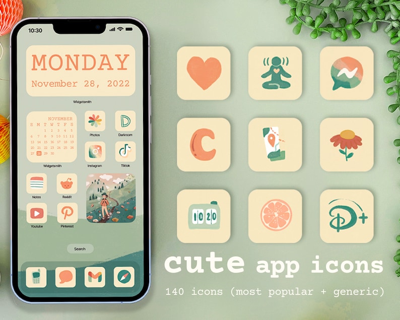 Cute App Icons Pack Aesthetic Ios Android Icons Custom - Etsy