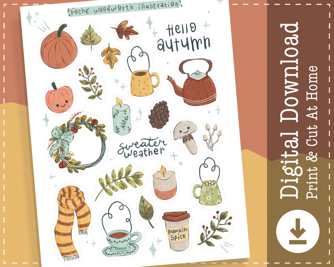Autumn Printable Stickers | Fall Digital Stickers Goodnotes | Cricut ...