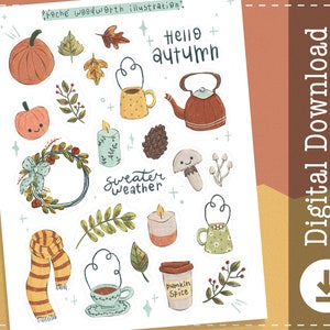 Autumn Printable Stickers | Fall Digital Stickers Goodnotes | Cricut ...