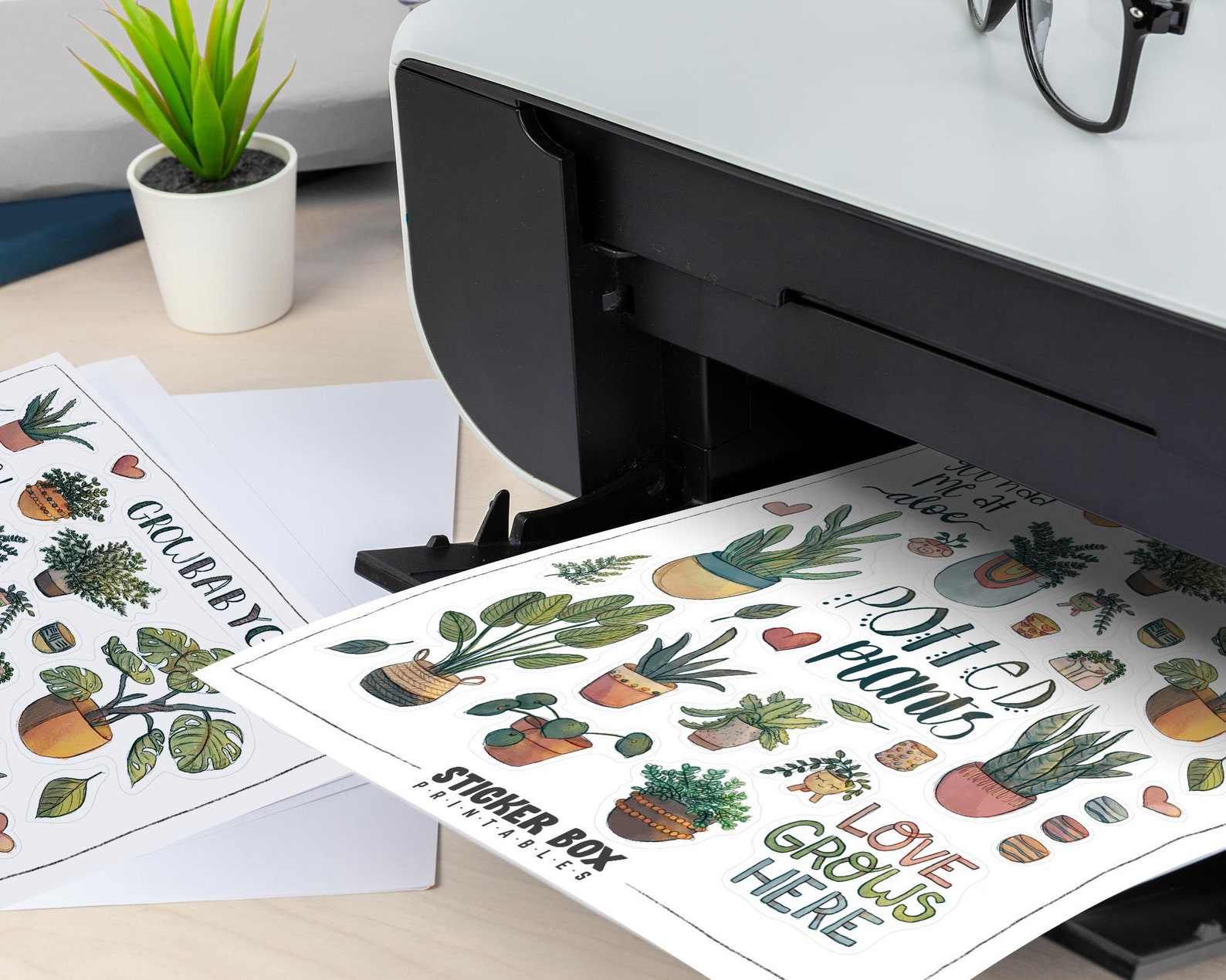 Potted Plants Stickers Printable Stickers Digital Stickers - Etsy