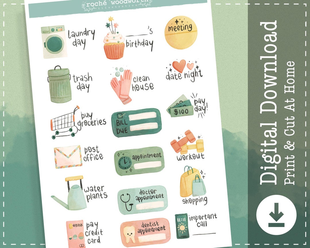 Daily Goodnotes Stickers | Everyday Icons | Chores Digital Stickers ...