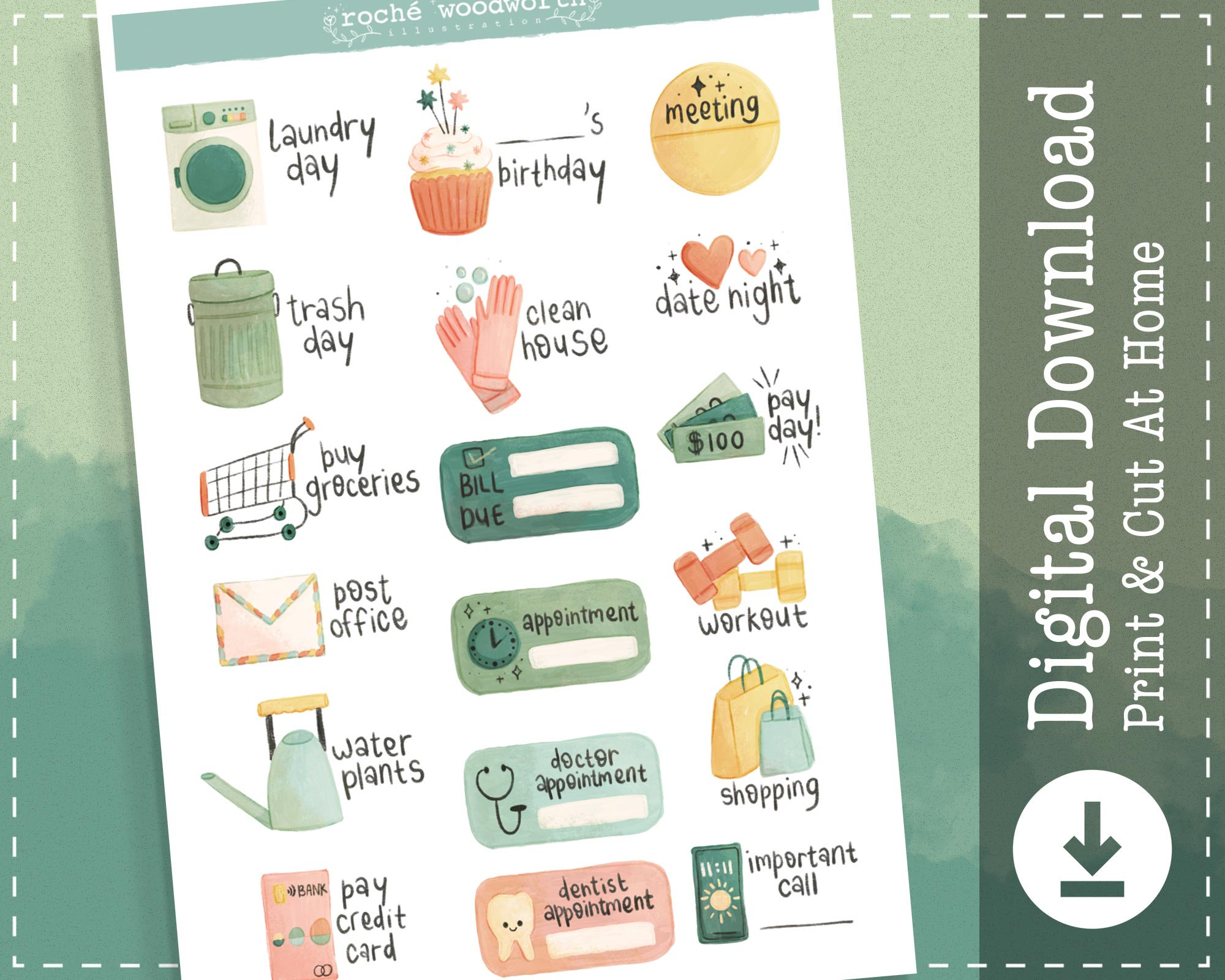 Daily Goodnotes Stickers Everyday Icons Chores Digital - Etsy