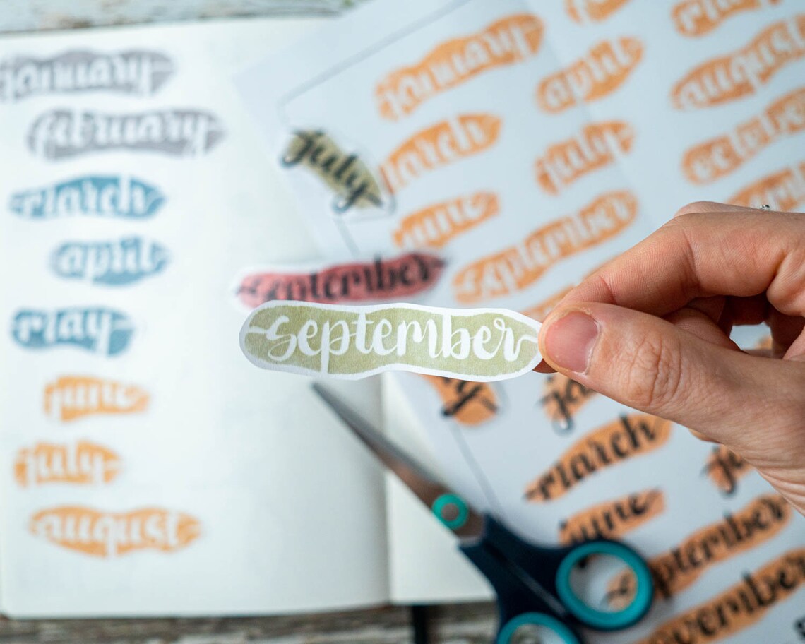 Printable Stickers Months | Month Names | Clipart | Watercolor Splash ...