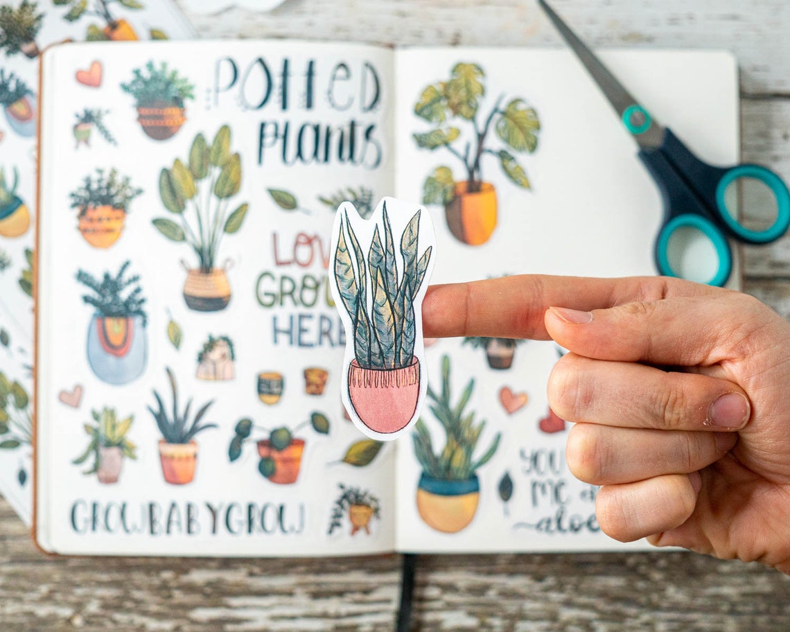 Potted Plants Stickers Printable Stickers Digital Stickers - Etsy