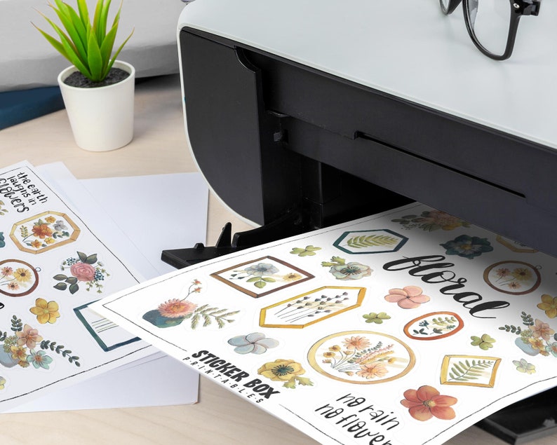 Floral Printable Stickers Flower Digital Stickers | Etsy
