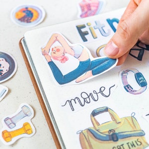 Fitness Stickers Workout Printable Stickers Exercise Digital Stickers ...