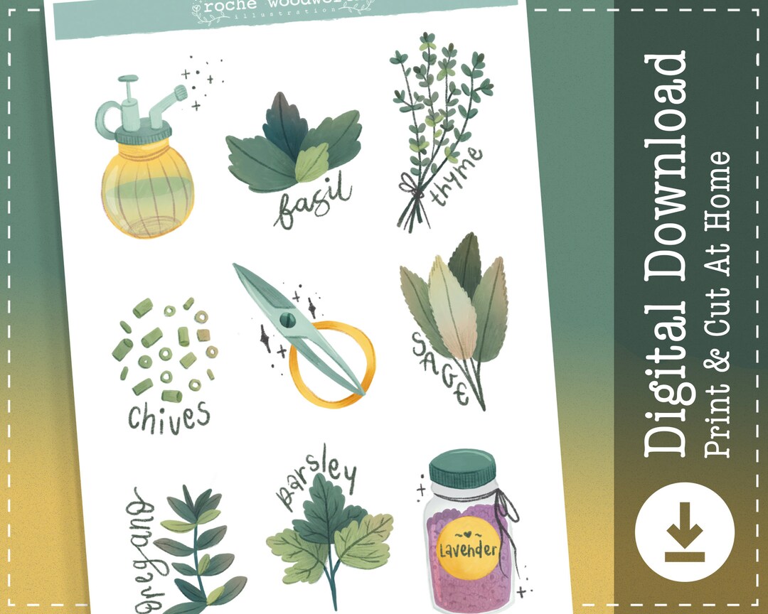 Herbs Sticker Sheet Herb Stickers Goodnotes Stickers - Etsy