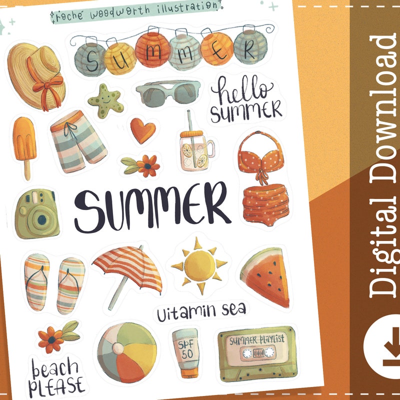 Summer Stickers - Etsy