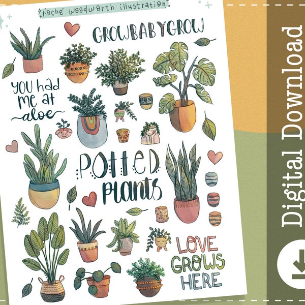 Printable Plant Stickers - Etsy