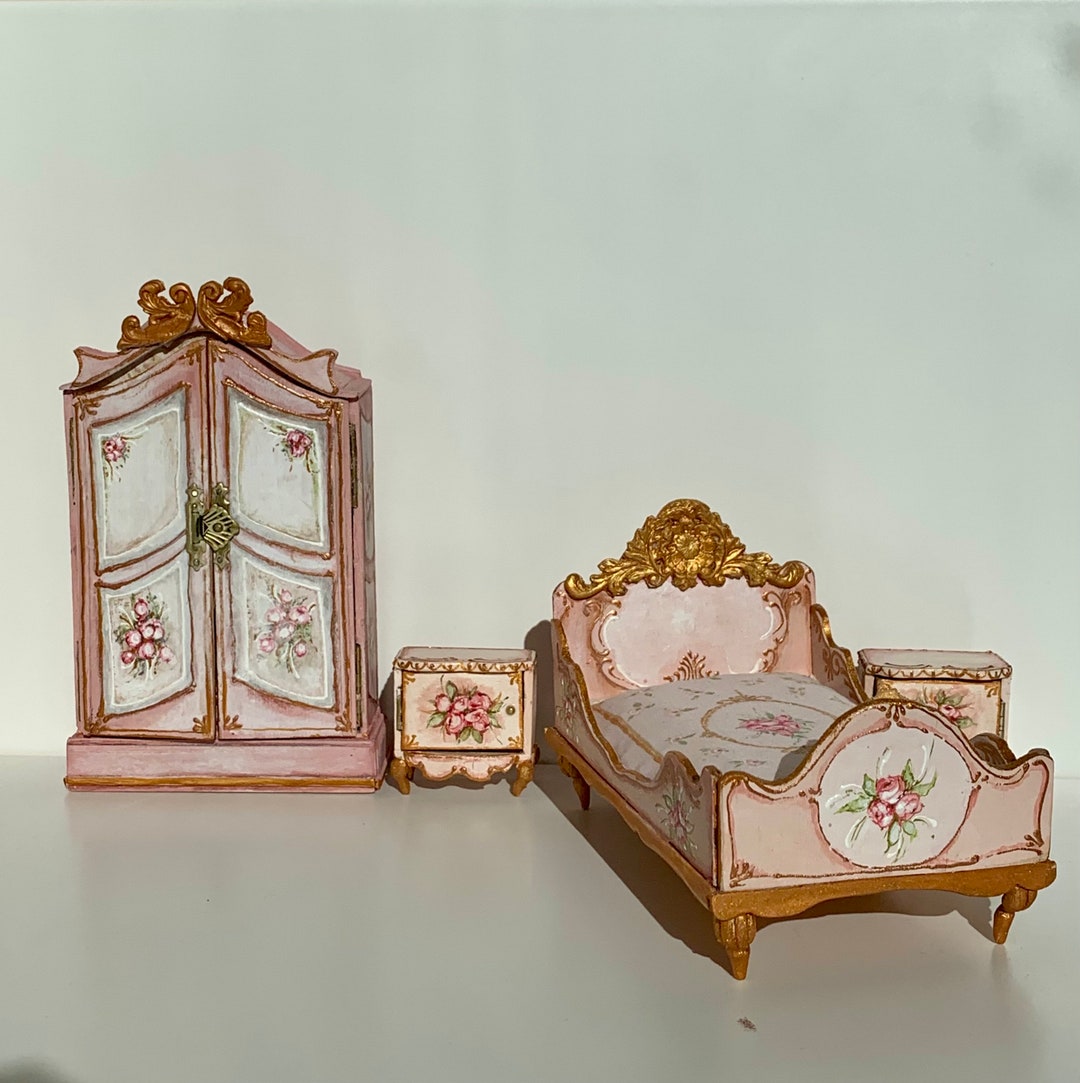 Charming Dollhouse Bed Set With Nightstands - Etsy