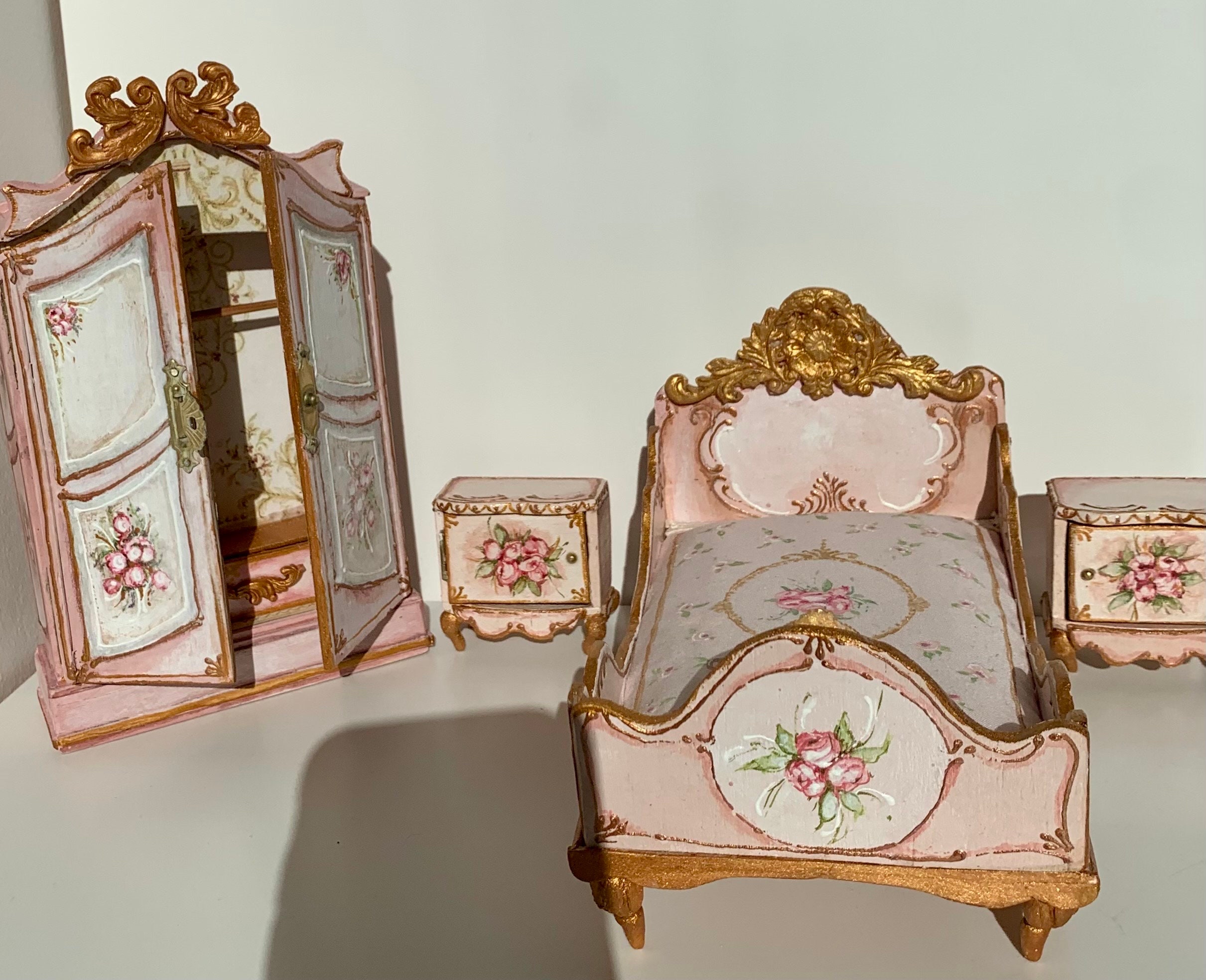 Charming Dollhouse Bed Set With Nightstands - Etsy