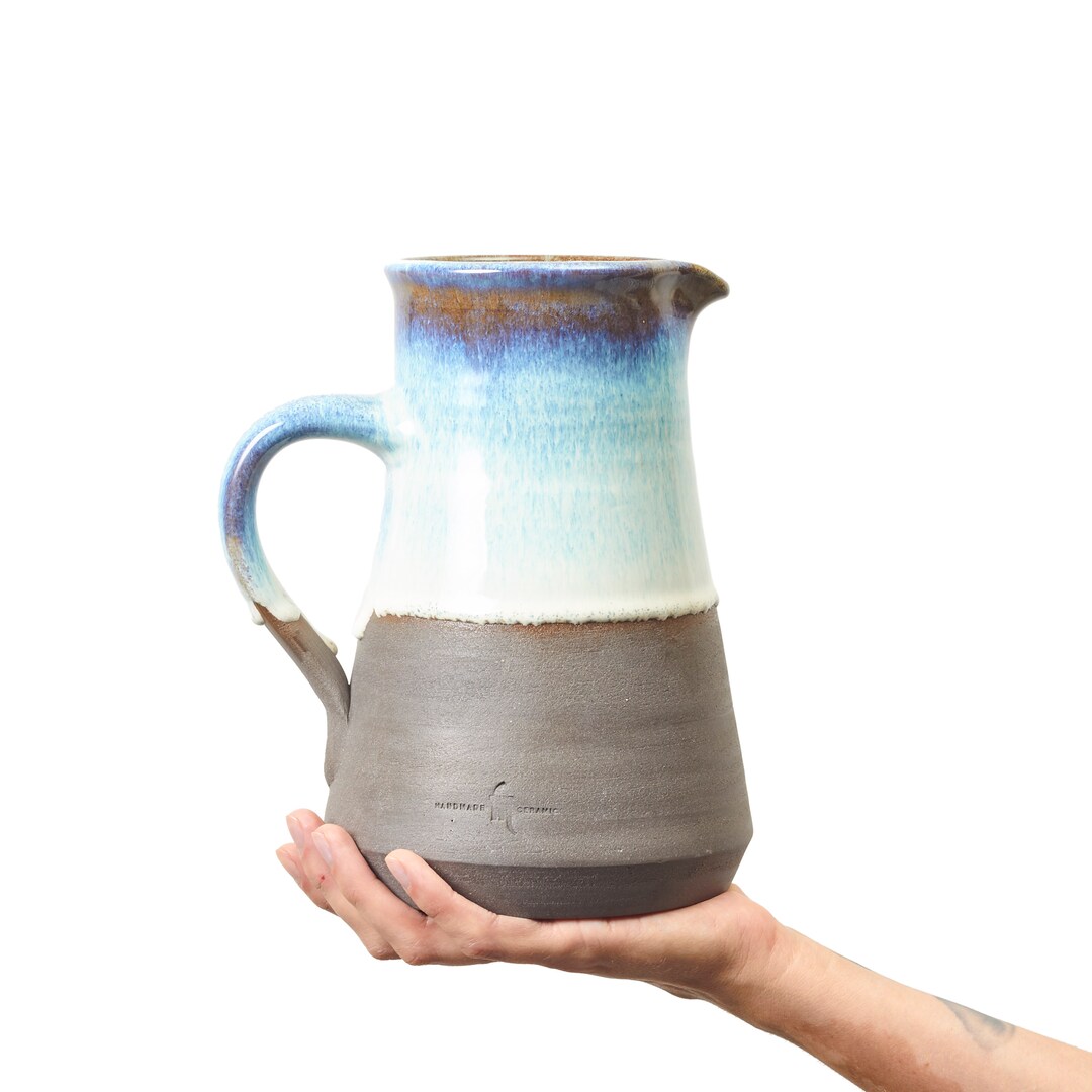 Handmade Ceramic Carafe With Lid (1 Liter) - Fil Ceramics Drip Glaze ...