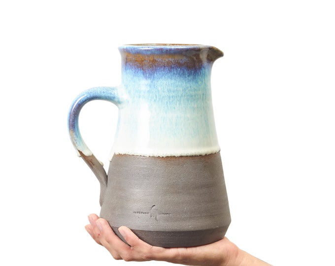 Handmade Pottery Handleless Pitcher Pottery Carafe Flower Vase Lace ...