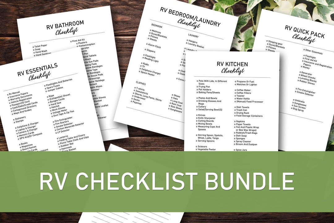 RV Checklist Bundle, Instant Download, Set of 6 - Etsy
