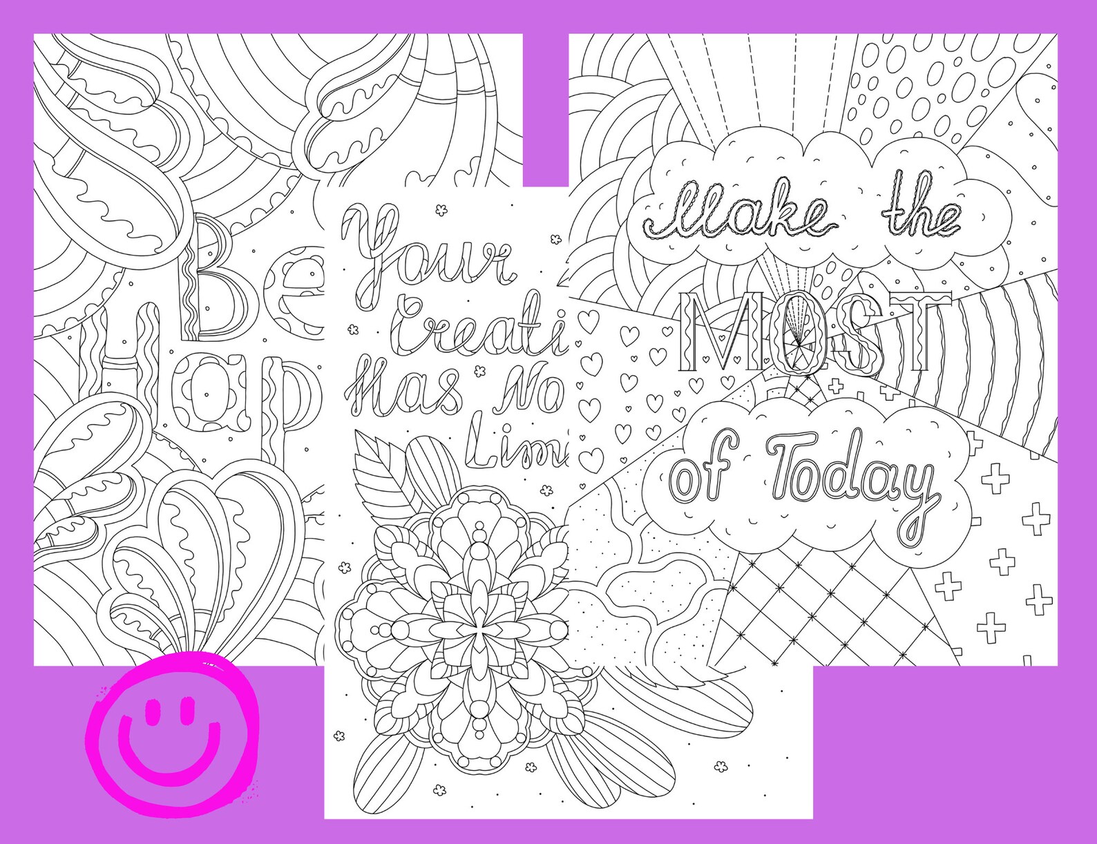14 Happiness Coloring Pages - Etsy