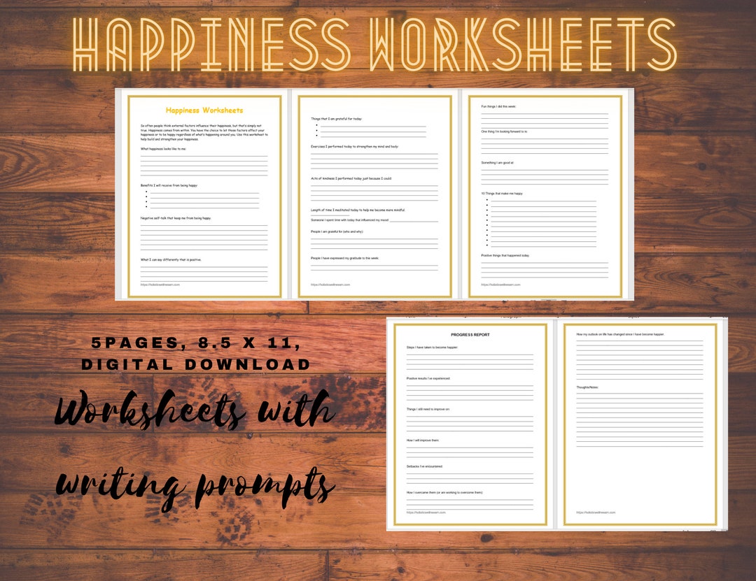 Happiness Printable Worksheets - Etsy