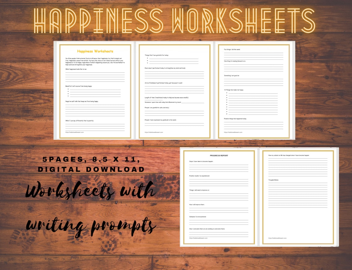 Happiness Printable Worksheets - Etsy