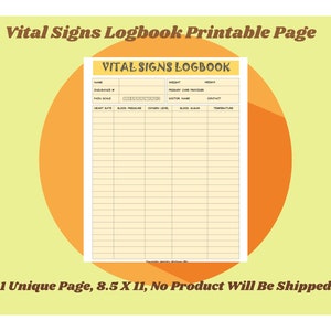 Vital Signs Logbook Printable - Etsy