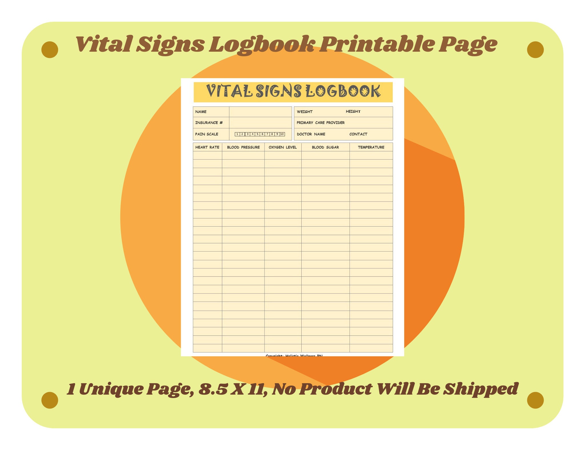 Vital Signs Logbook Printable - Etsy