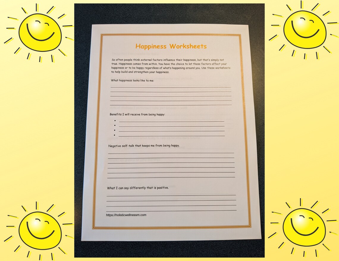 Happiness Printable Worksheets - Etsy