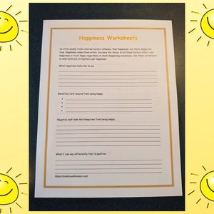 Happiness Printable Worksheets - Etsy