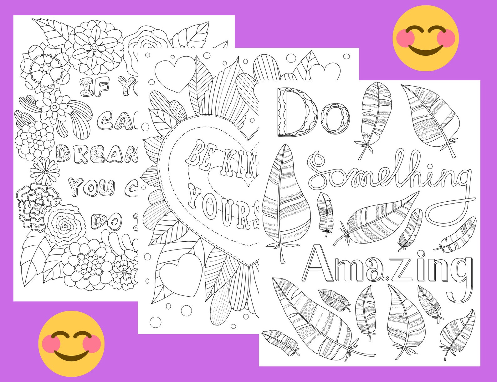 14 Happiness Coloring Pages - Etsy