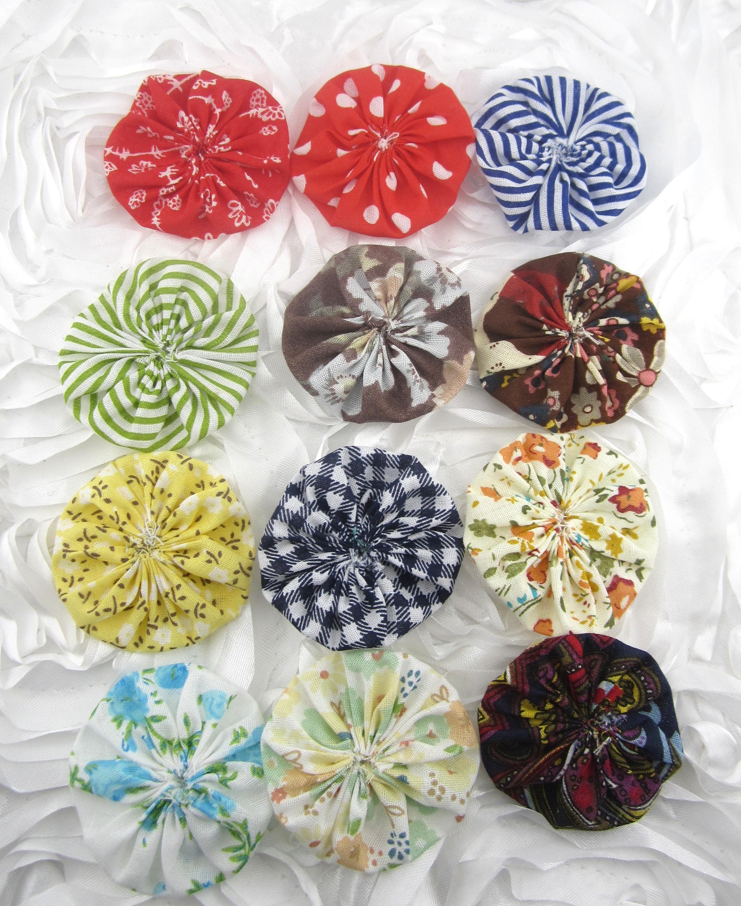 Fabric Yo-yo's 12, 24, 36, or 50 Pieces Assorted Patterns - Etsy