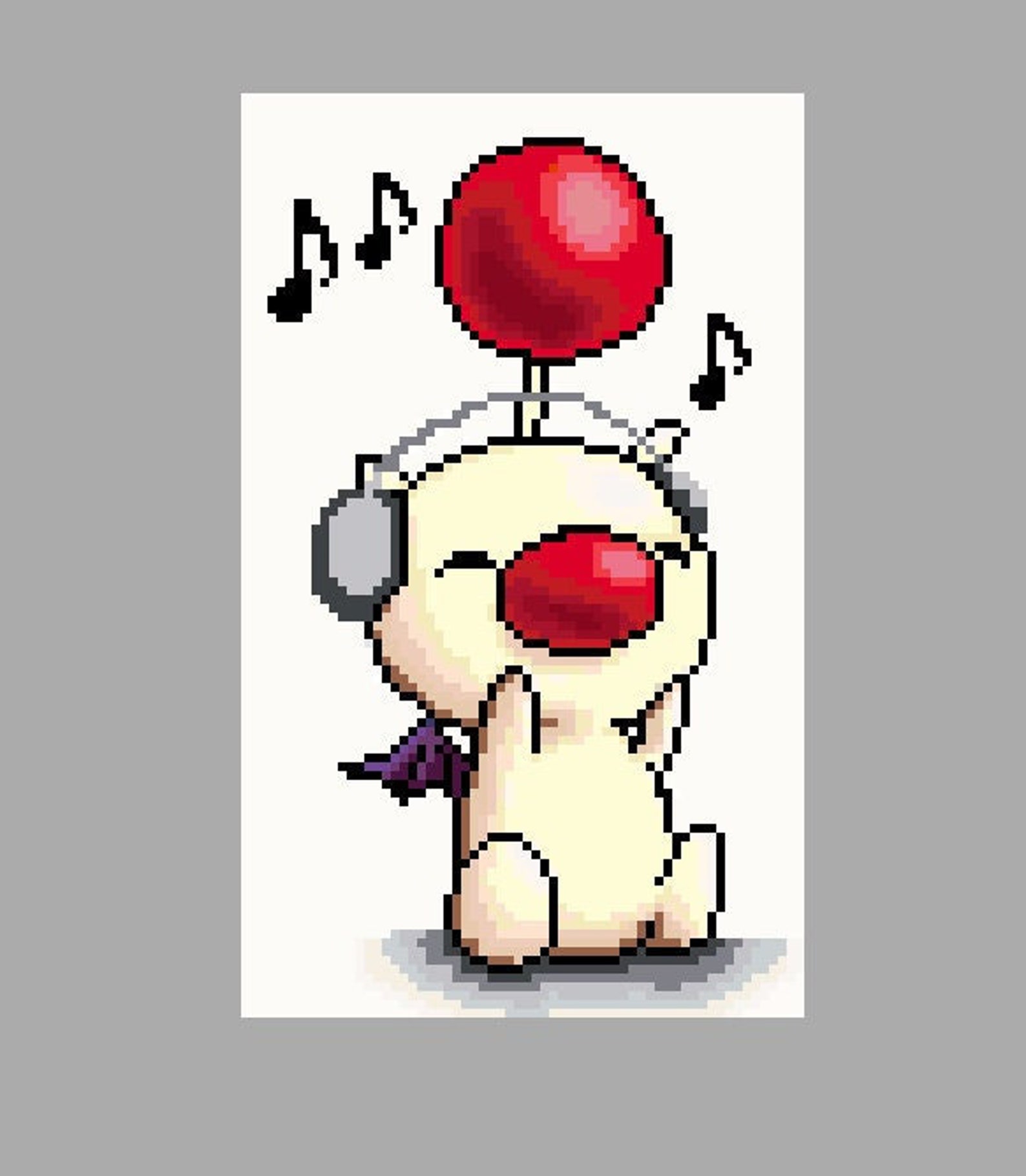 Kingdom Hearts Moogle Wearing Headphones PDF Cross Stitch Pattern ...
