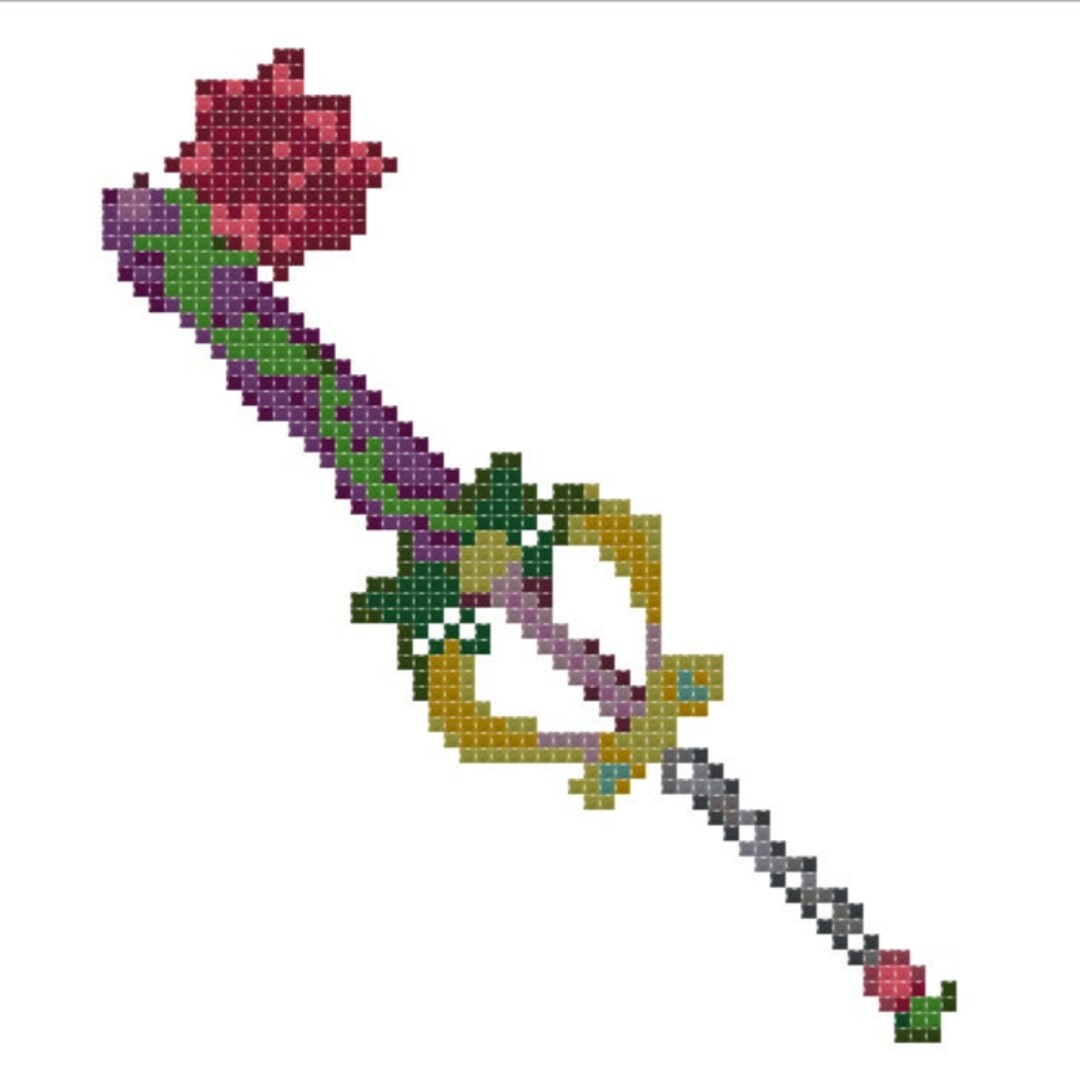 Kingdom Hearts Divine Rose Keyblade PDF Cross Stitch Pattern - Etsy