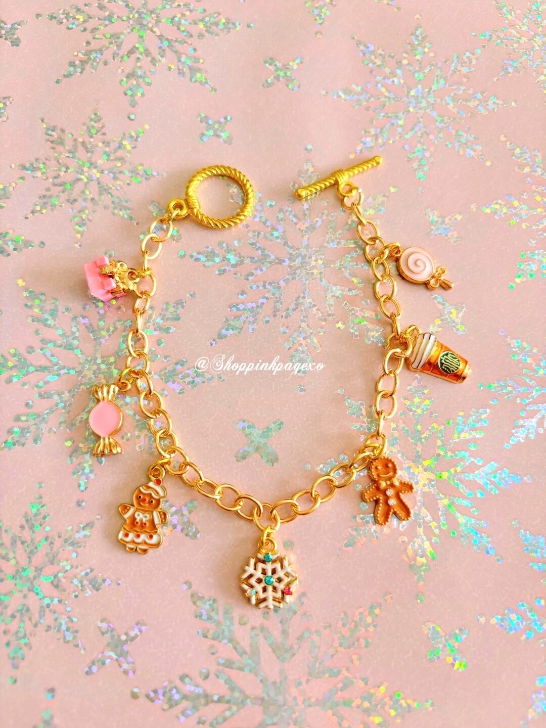 Gingerbread Charm Bracelet, Charm Bracelet. - Etsy