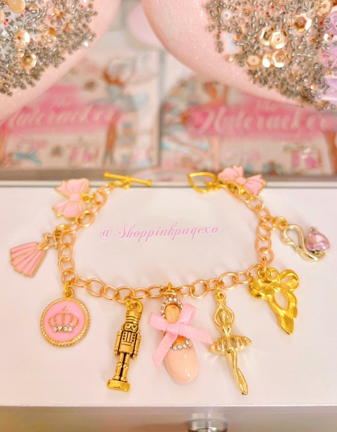 Gold Ballerina Queen Charm Bracelet, Charm Bracelet. - Etsy