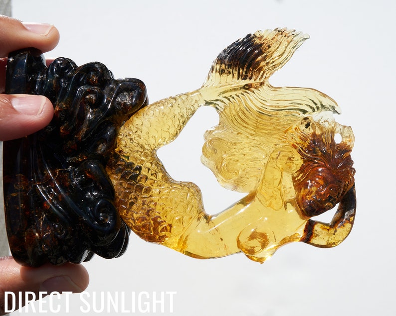 Authentic Dominican Green Amber Mermaid Hand-carved Big - Etsy