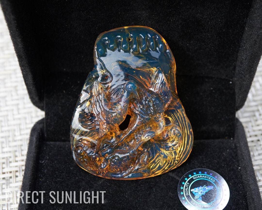 Ámbar azul natural colgante de ámbar azul ámbar azul - Etsy España