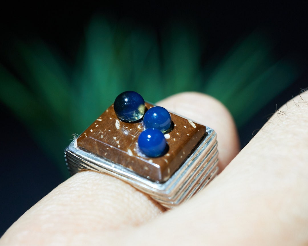 Authentic Blue Amber Ring 925 Silver Ring, Dominican Blue Amber Ring ...