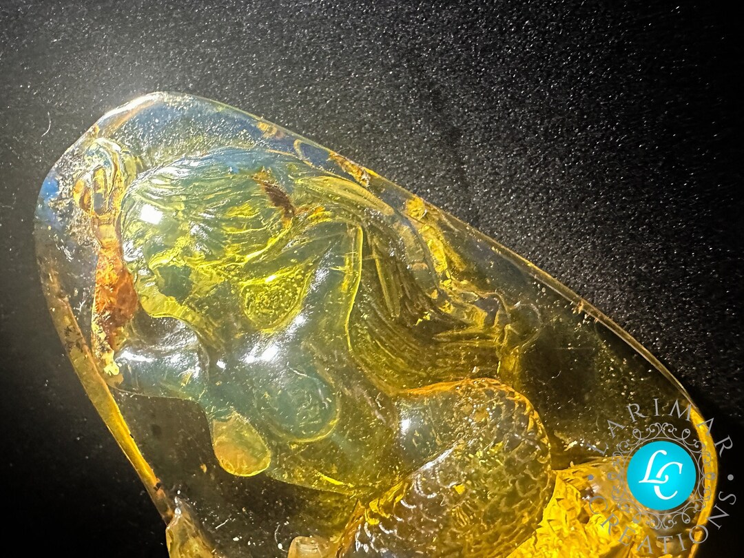 Dominican Amber Mermaid Carving , Authentic Green Amber Handmade ...