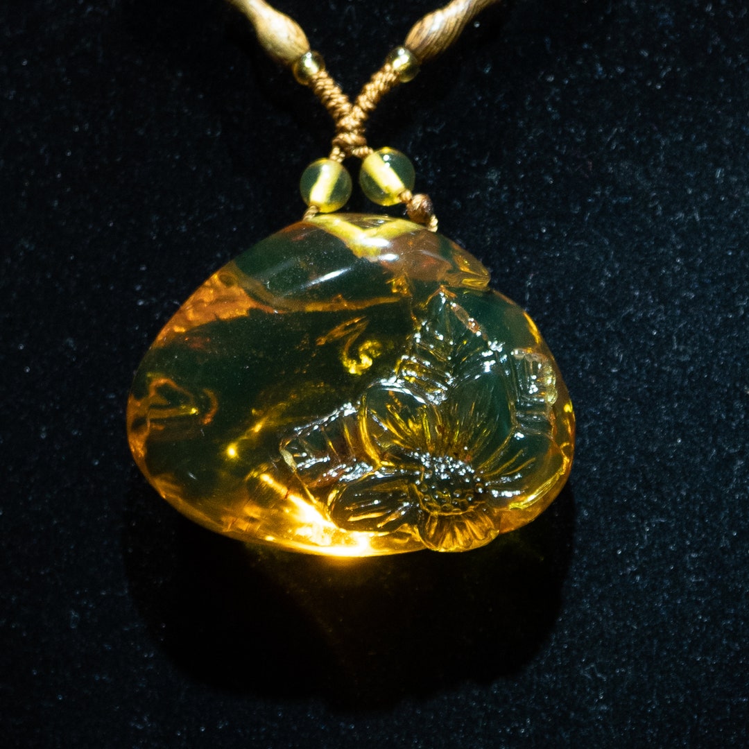 Amber Pendant, Dominican Amber, Green Amber Pendant, Green Amber ...
