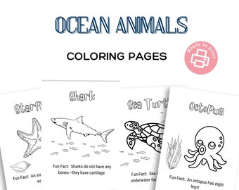 Ocean Animals Coloring Pages - Etsy