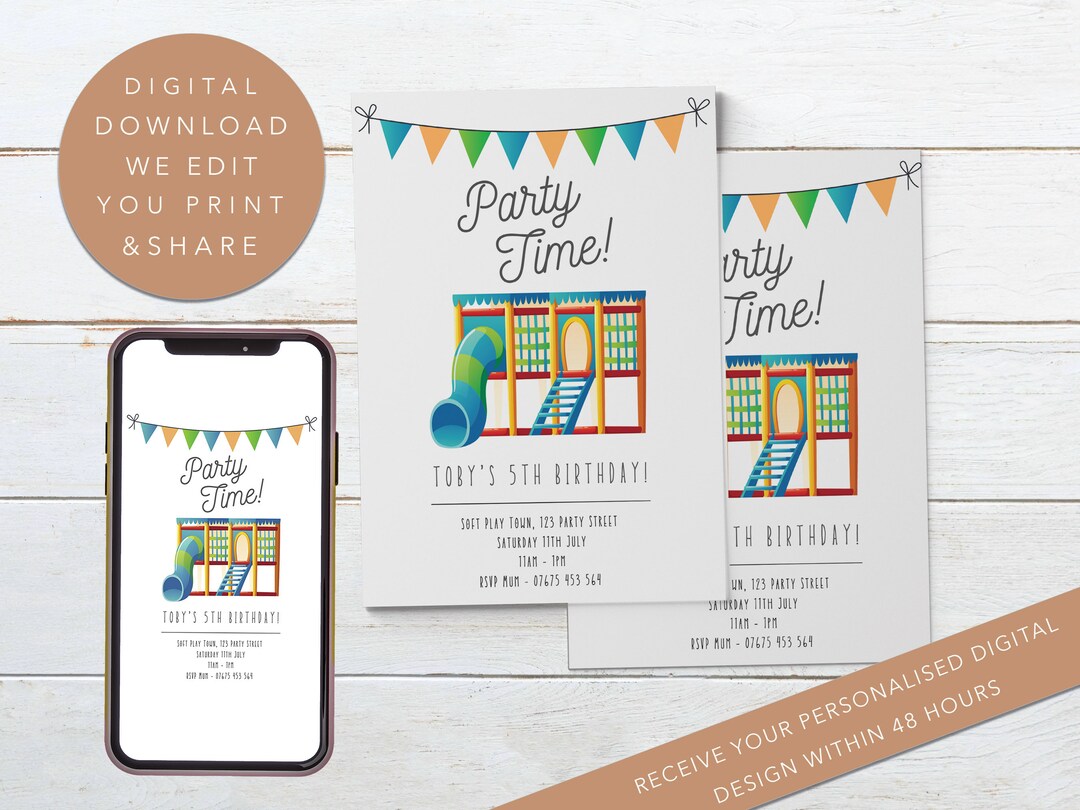 Soft Play Birthday Party, Softplay Party Invite, Jungle Gym Printable ...