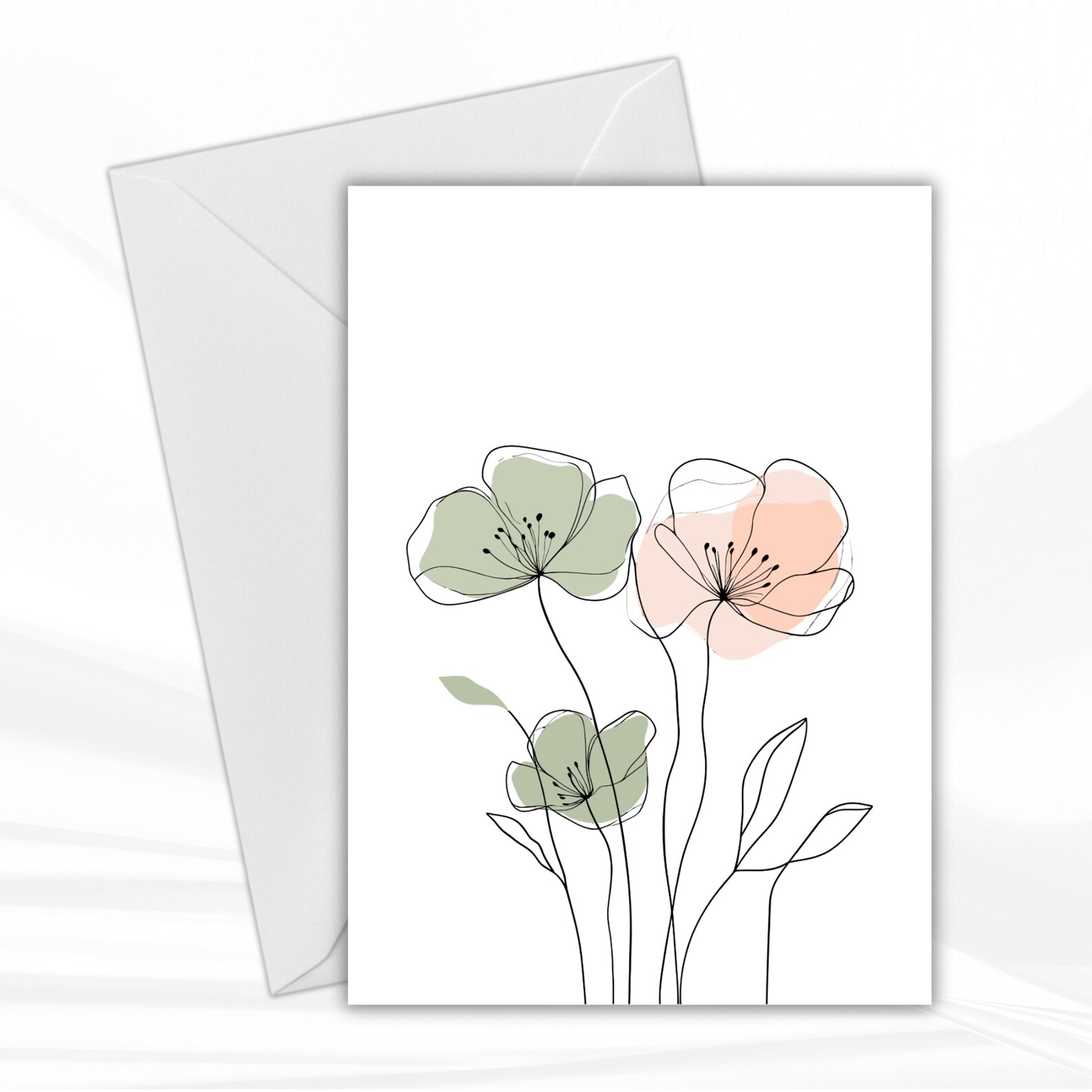 Sage Green Floral Greeting Cards Set of 6 – Volume 2 | Minimal ...