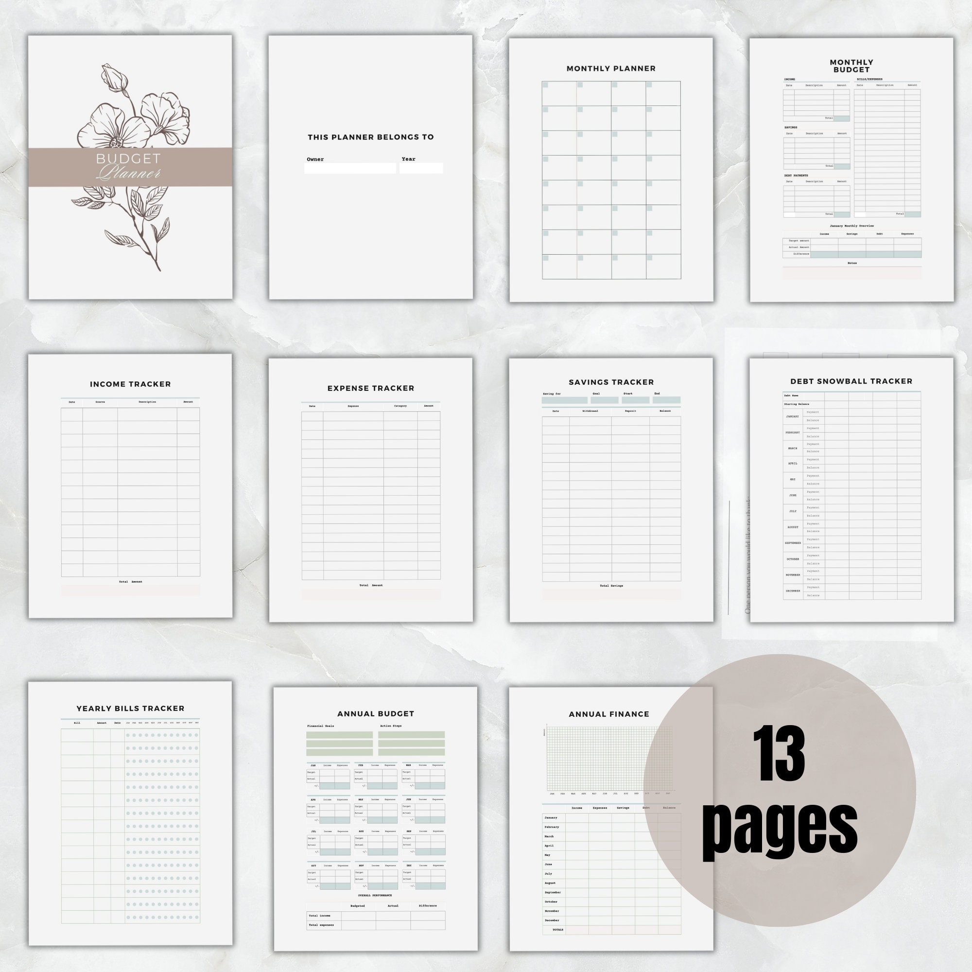Budget Planner Printable PDF Finance Tracker Goodnotes Debt Snowball ...