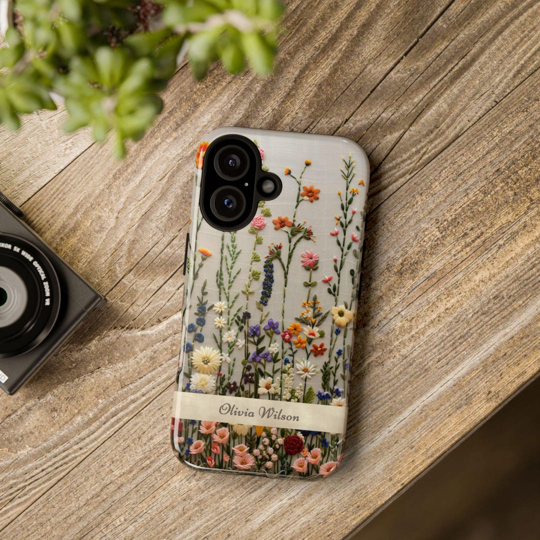 Personalized Wildflower Faux Embroidery Phone Case: Tough Floral Iphone ...